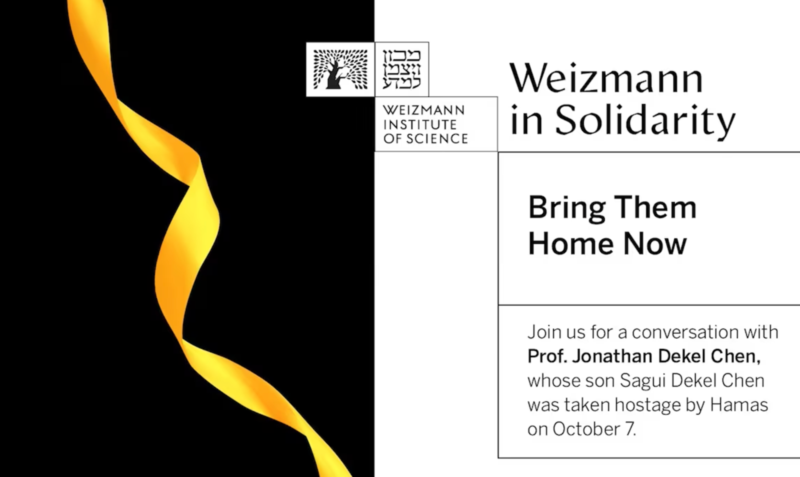 Weizmann in Solidarity: Bring Them Home Now | Weizmann USA